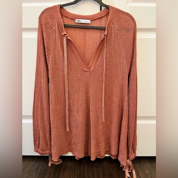 Zara | Tops | Zara Metallic Threaded Top | Poshmark